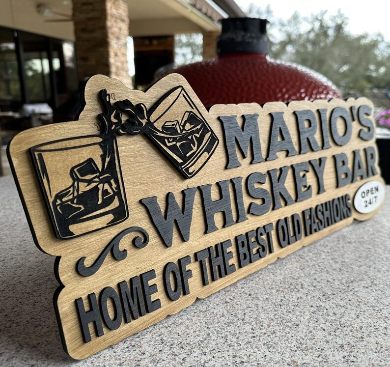 Personalized Whiskey Bar Sign - Handcrafted Home Decor With Custom ...