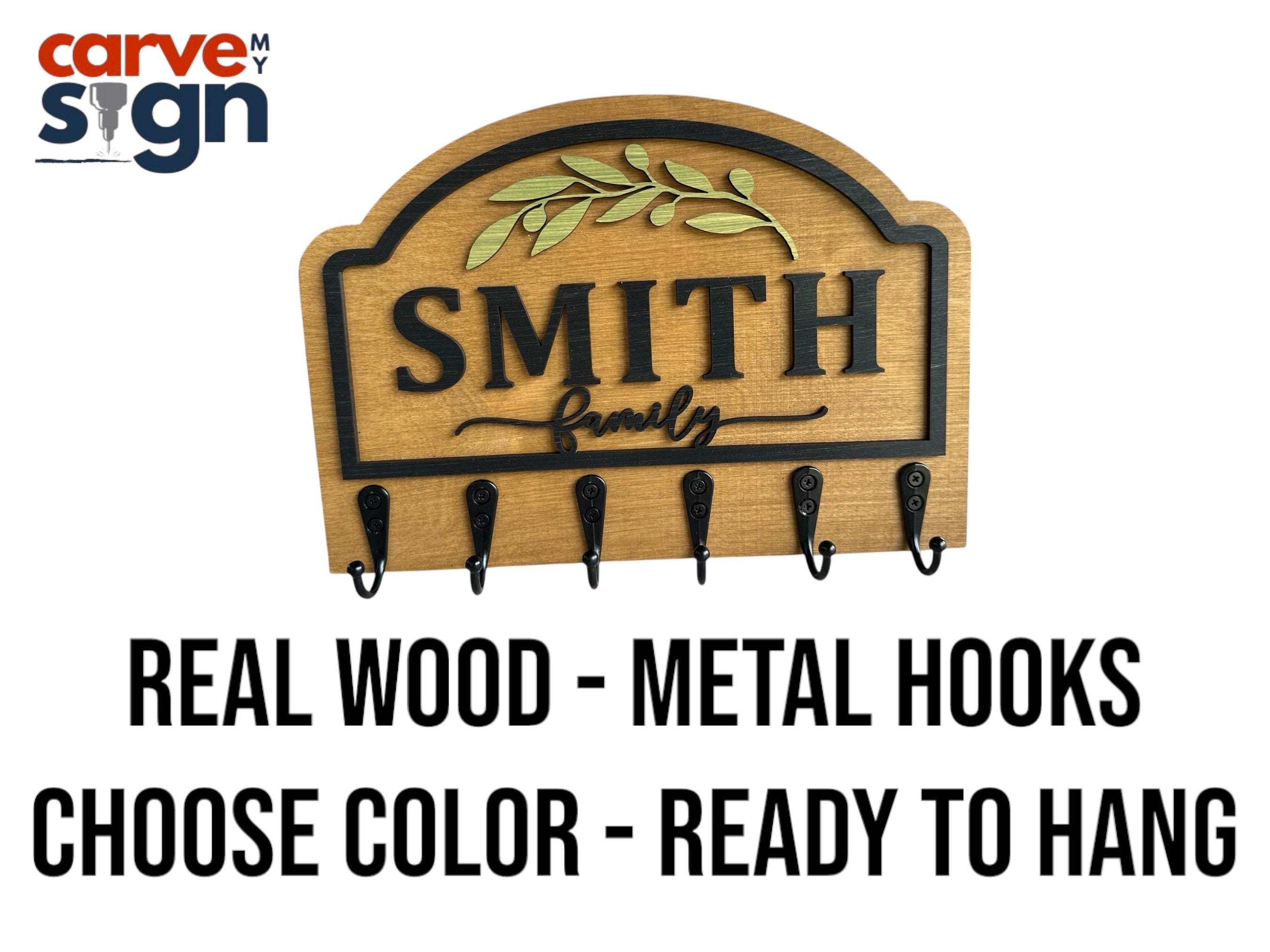 Personalized Key Holder for Entryway – Family Last Name Key Rack, Wall ...