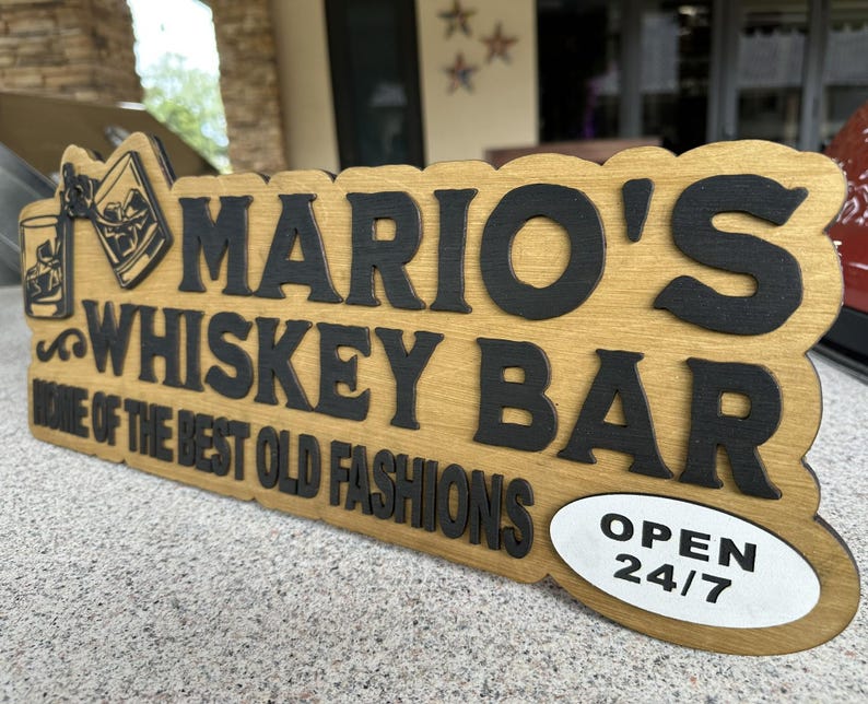 Personalized Whiskey Bar Sign - Handcrafted Home Decor With Custom ...