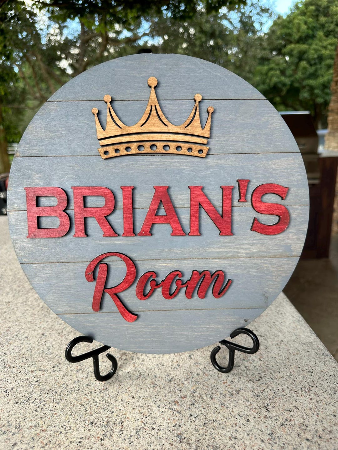 Personalized Wooden Boys Room Sign With Crown & Cursive Name, Custom ...