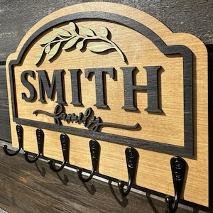 Personalized Key Holder for Entryway – Family Last Name Key Rack, Wall ...