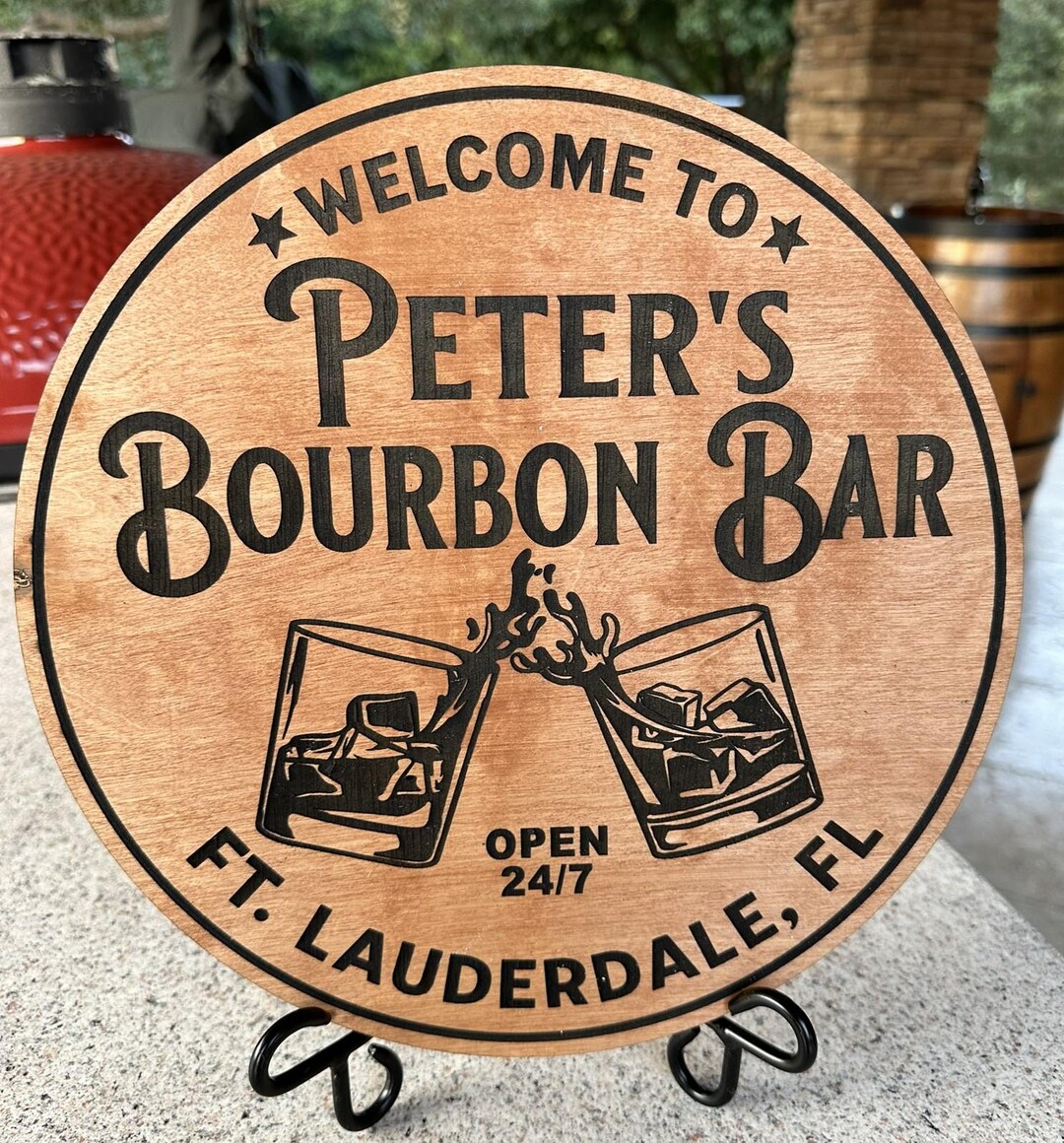 Personalized Wooden Bourbon Bar Sign, Custom Bar Decor, Outdoor Bar ...