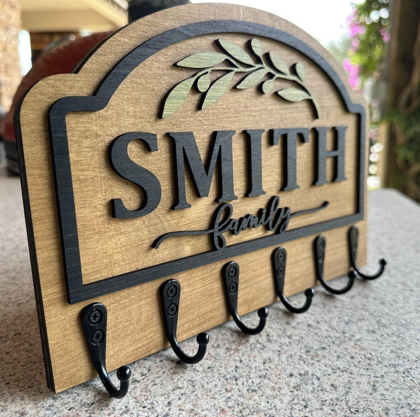 Personalized Key Holder for Entryway – Family Last Name Key Rack, Wall ...