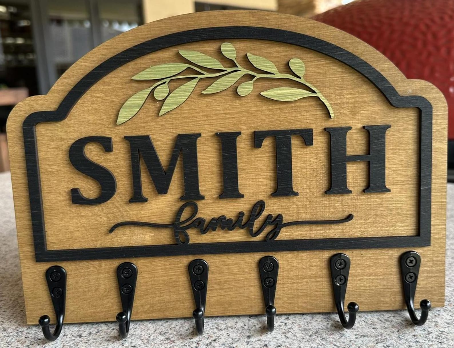 Personalized Key Holder for Entryway – Family Last Name Key Rack, Wall ...