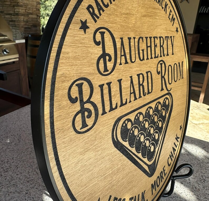 Personalized Wooden Billiard Room Sign - Custom Size, Color, Text ...