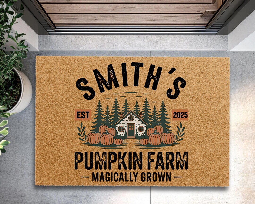 Personalized Pumpkin Farm Doormat, Coir Fall Welcome Rug, Pumpkin Patch ...