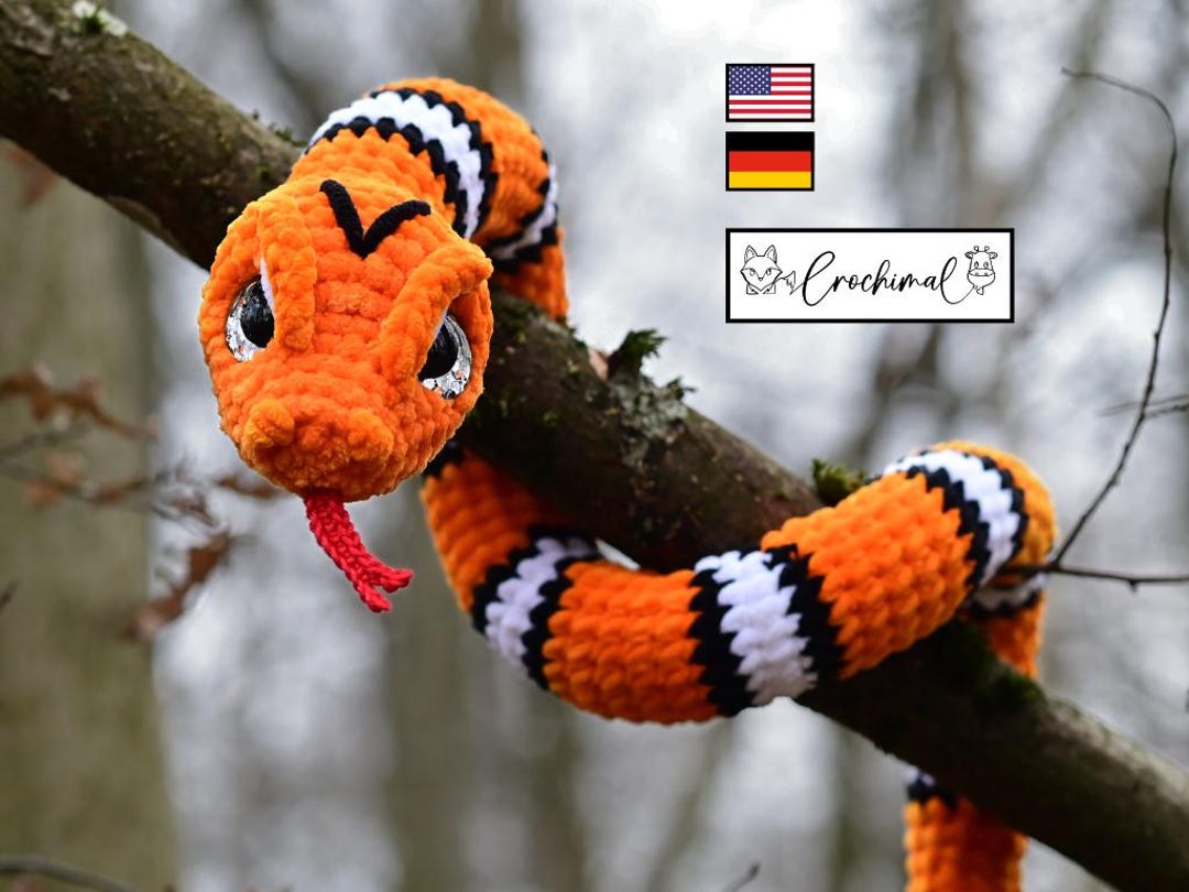 Snake Crochet Pattern English and German, Pdf Download, Crochet ...