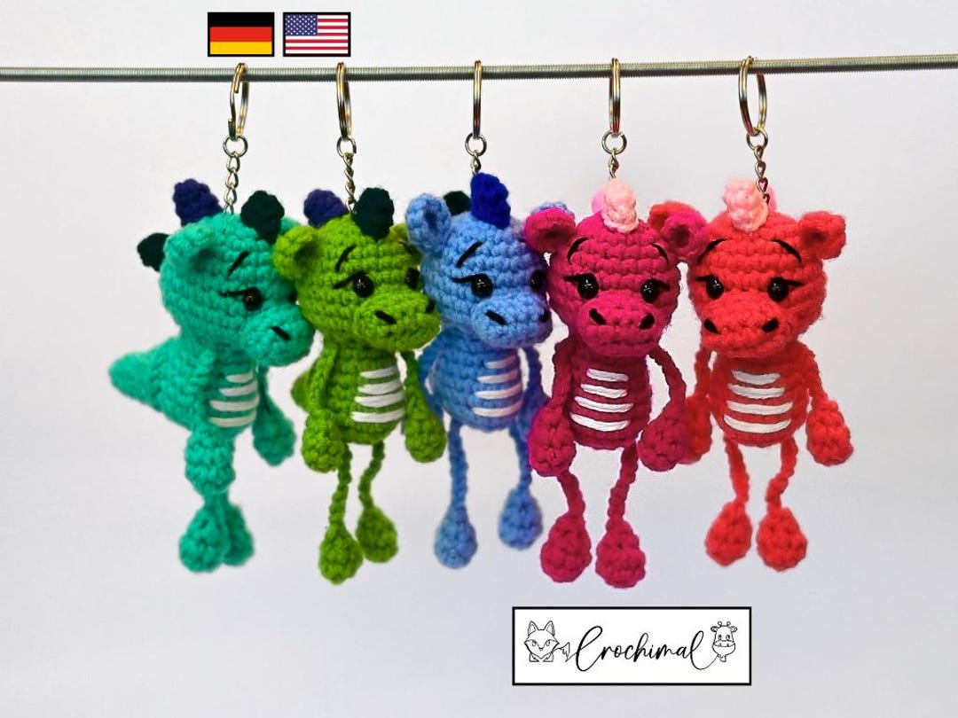 Dinosaur Key Chain Crochet Pattern English and German, Pdf Download ...