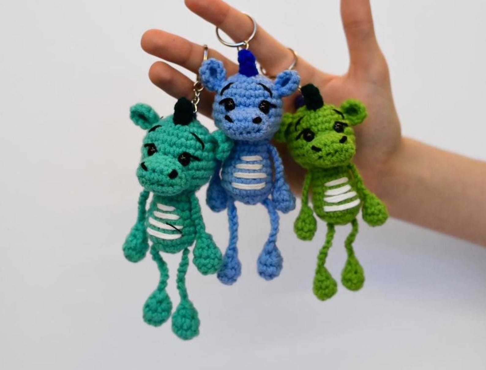 Dinosaur Key Chain Crochet Pattern English and German, Pdf Download ...