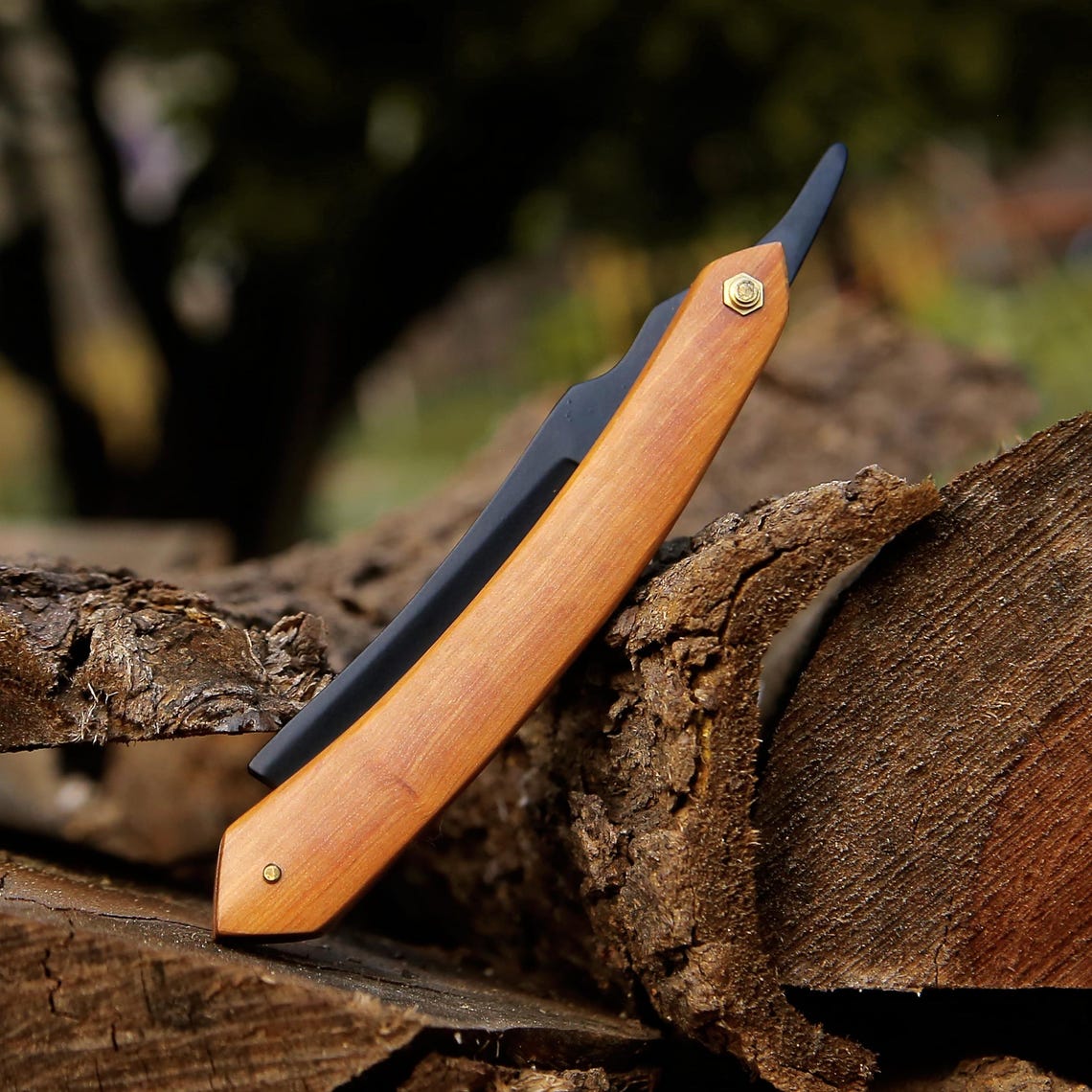 Handmade Damascus Straight Razor: Rosewood/olivewood Handle, Barber ...