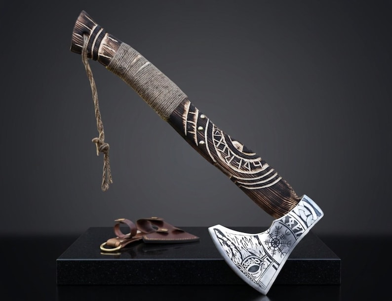 Personalized Viking Axe, Engraved Ash Wood Handle, Medieval Decorative ...