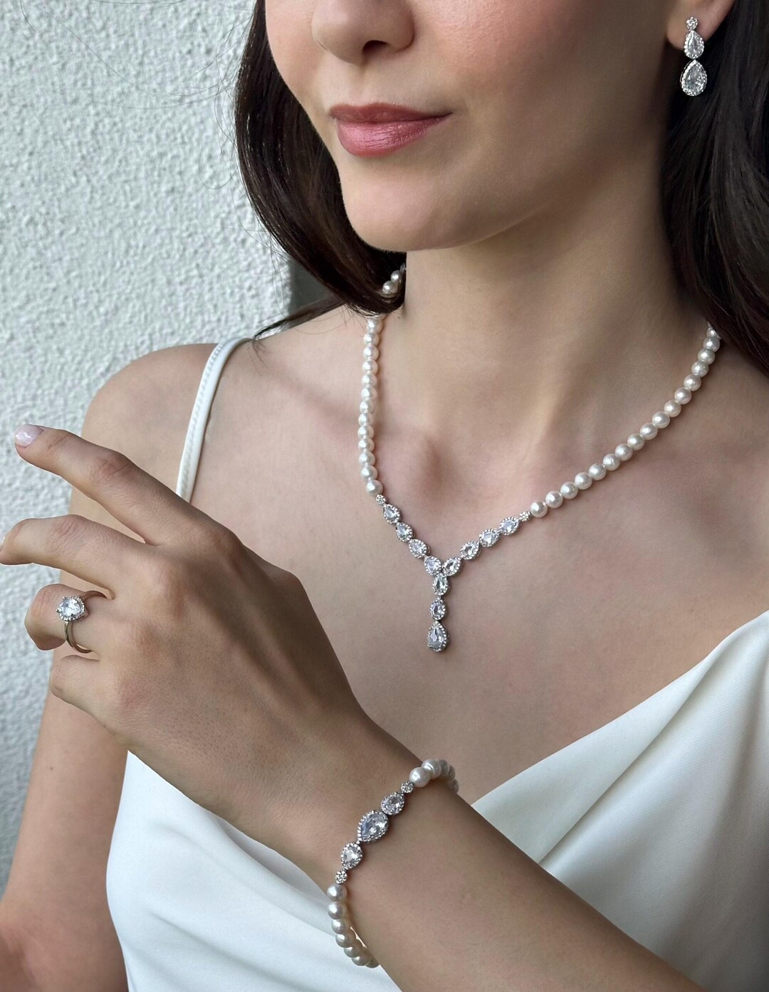 Ivory Crown Pearl Bridal Jewelry Set – Genuine Natural Pearls, Luxury ...