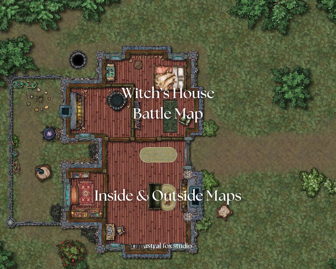 Witch's House Inside and Outside Battlemaps Halloween D&D Dnd Dungeons ...