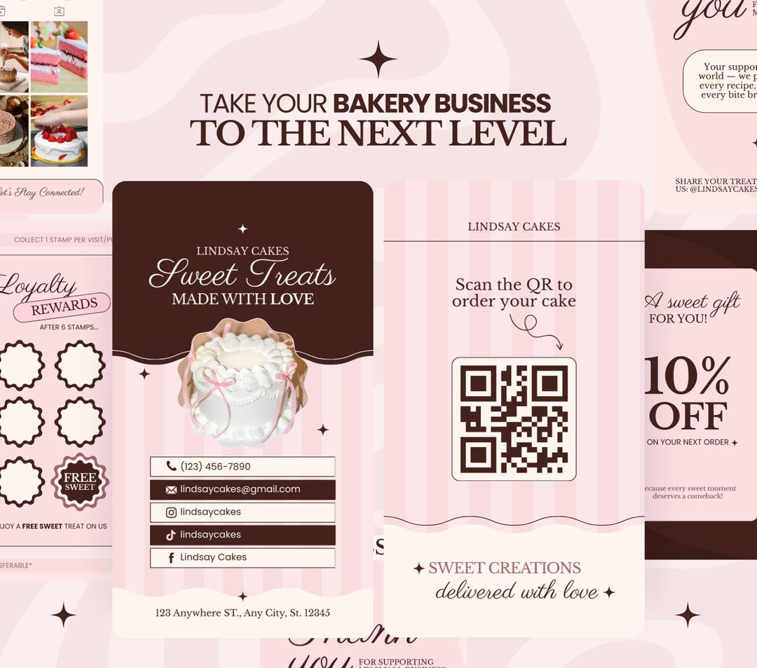 Editable Bakery Business Card Template, Baker Card Info, Cake Artist ...