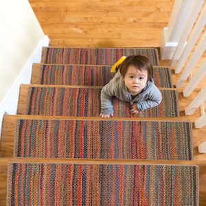 Colorful Jute Stair Treads Carpet Striped Stair Runner Rug Thin Stair Mat for Wooden Steps Non slip Sole Step Rug Washable Stair Pad Etsy UK