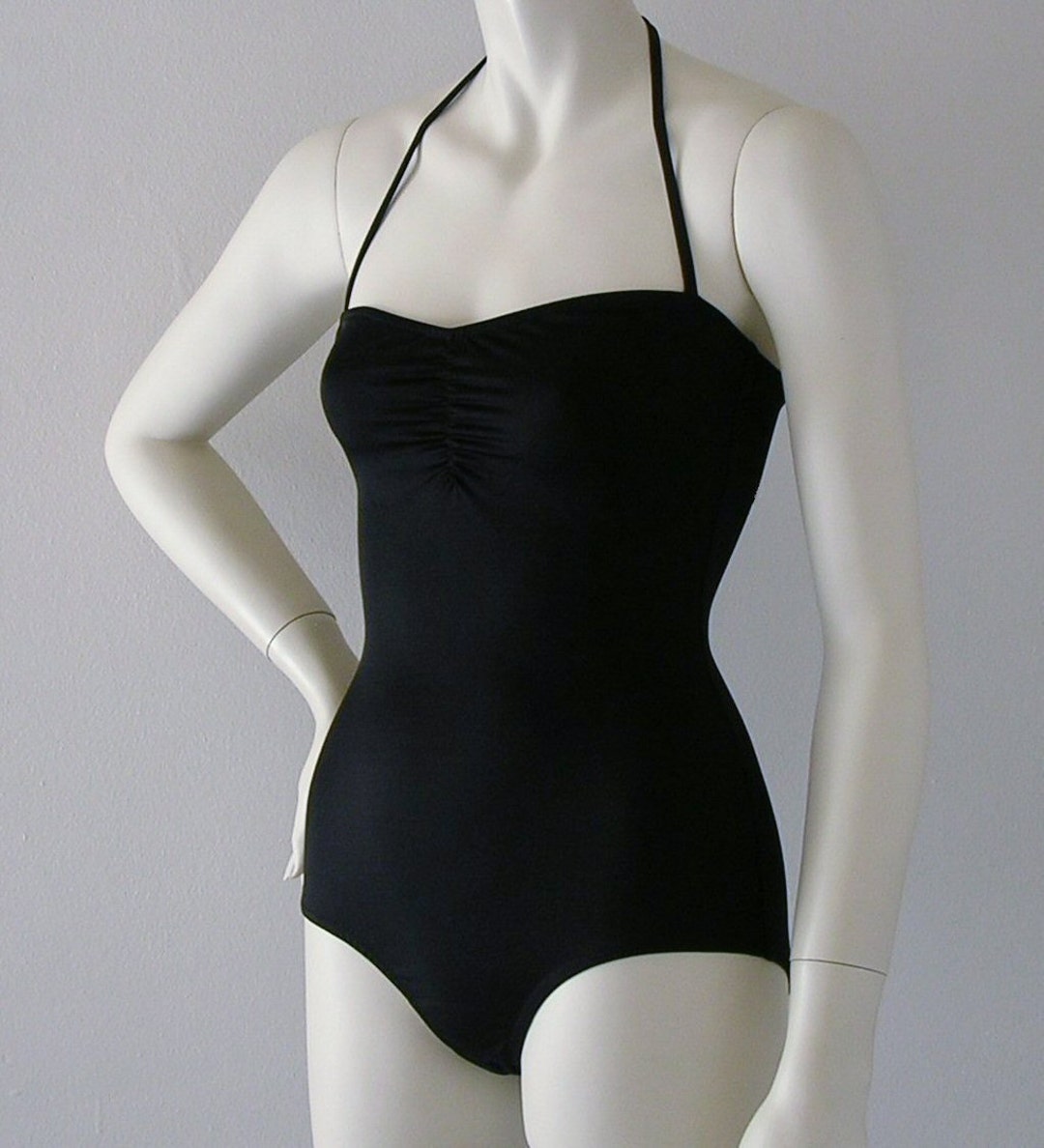 Black Retro One Piece Swimsuit Made to Order - Etsy