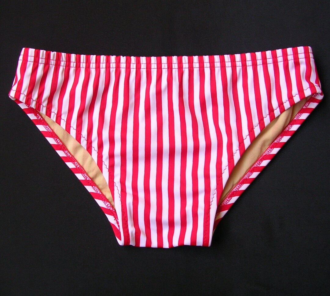 Mens Low Rise Swim Brief Swimsuit in Red and White Candy Stripe - Etsy