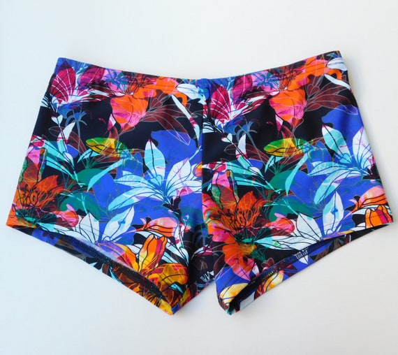 Mens Low Rise Square Cut Swimsuit In Bali Print Etsy