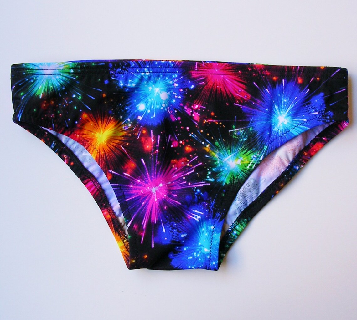 Mens Swim Brief Swimsuit in Regular or Low Rise in Fireworks - Etsy