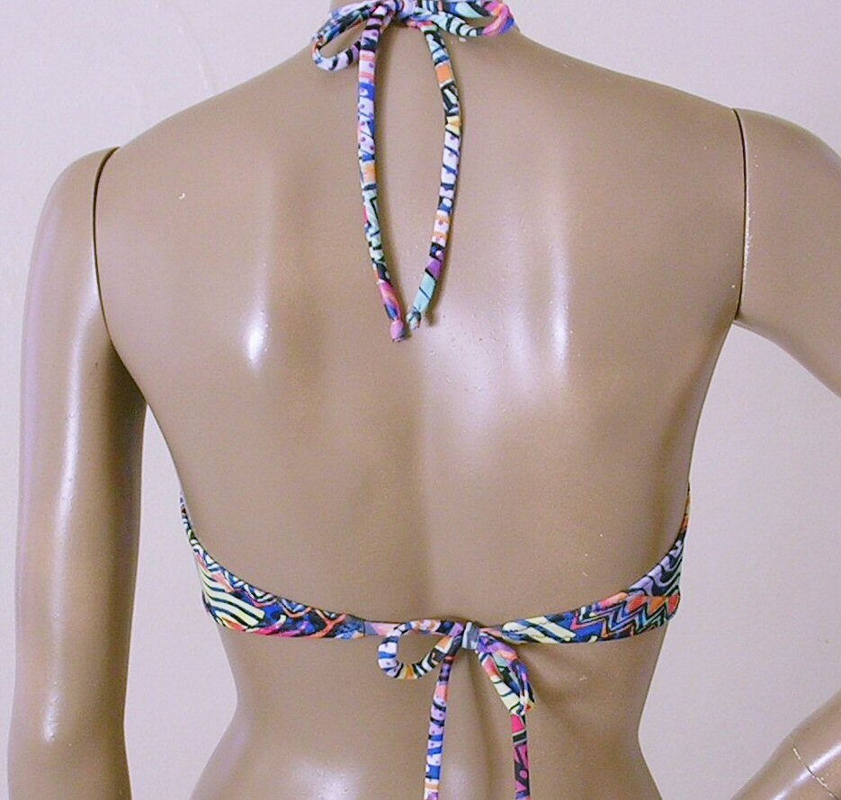 80s 90s Bikini Bottom With High Leg And High Neck Halter Top Etsy