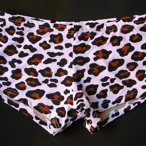 Mens Low Rise Square Cut Swimsuit in Black and White Leopard Print in S ...