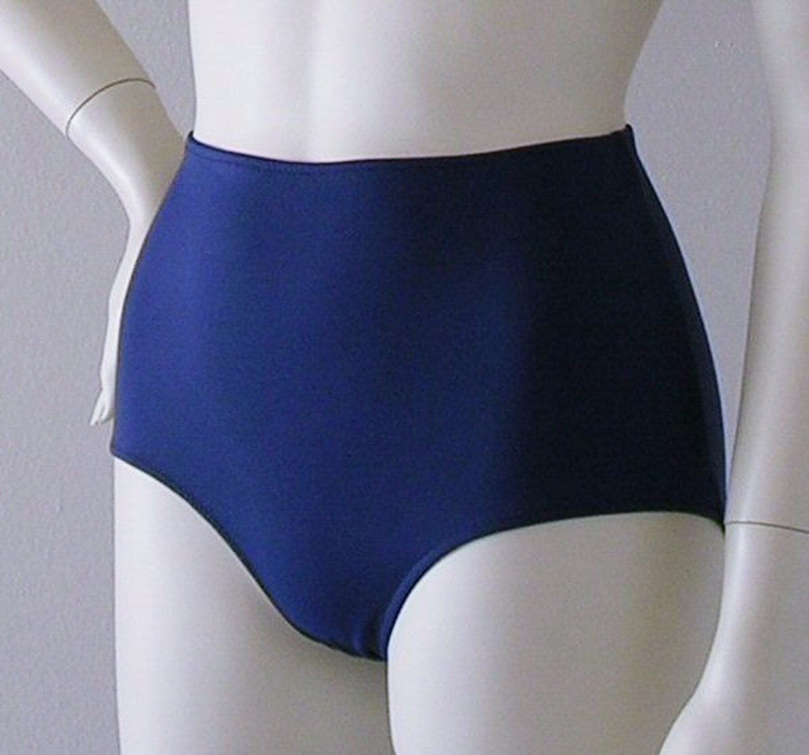 Retro High Waisted Bikini Swimsuit Bottom in Black, Navy Blue, Brown ...