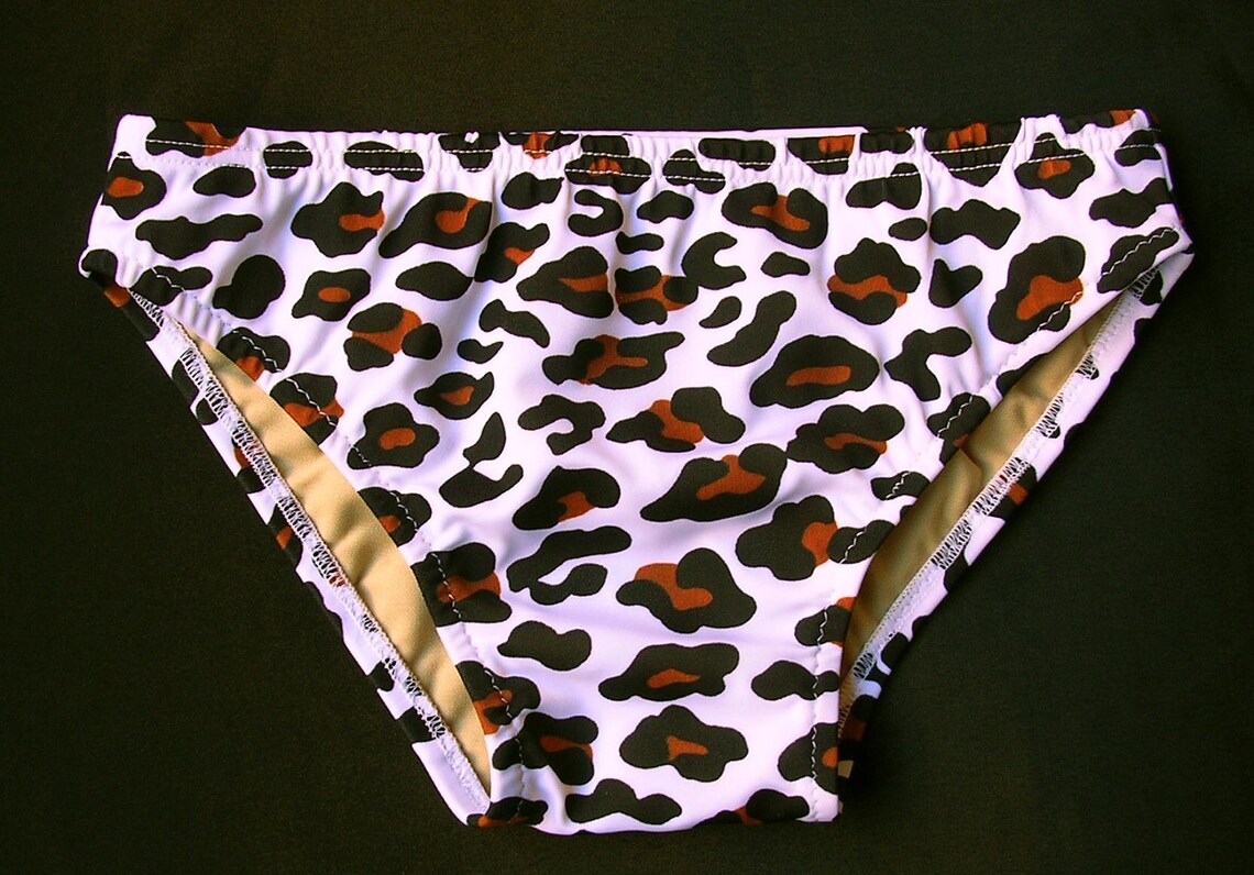 Mens Low Rise Brief Swimsuit in White Leopard Print - Etsy