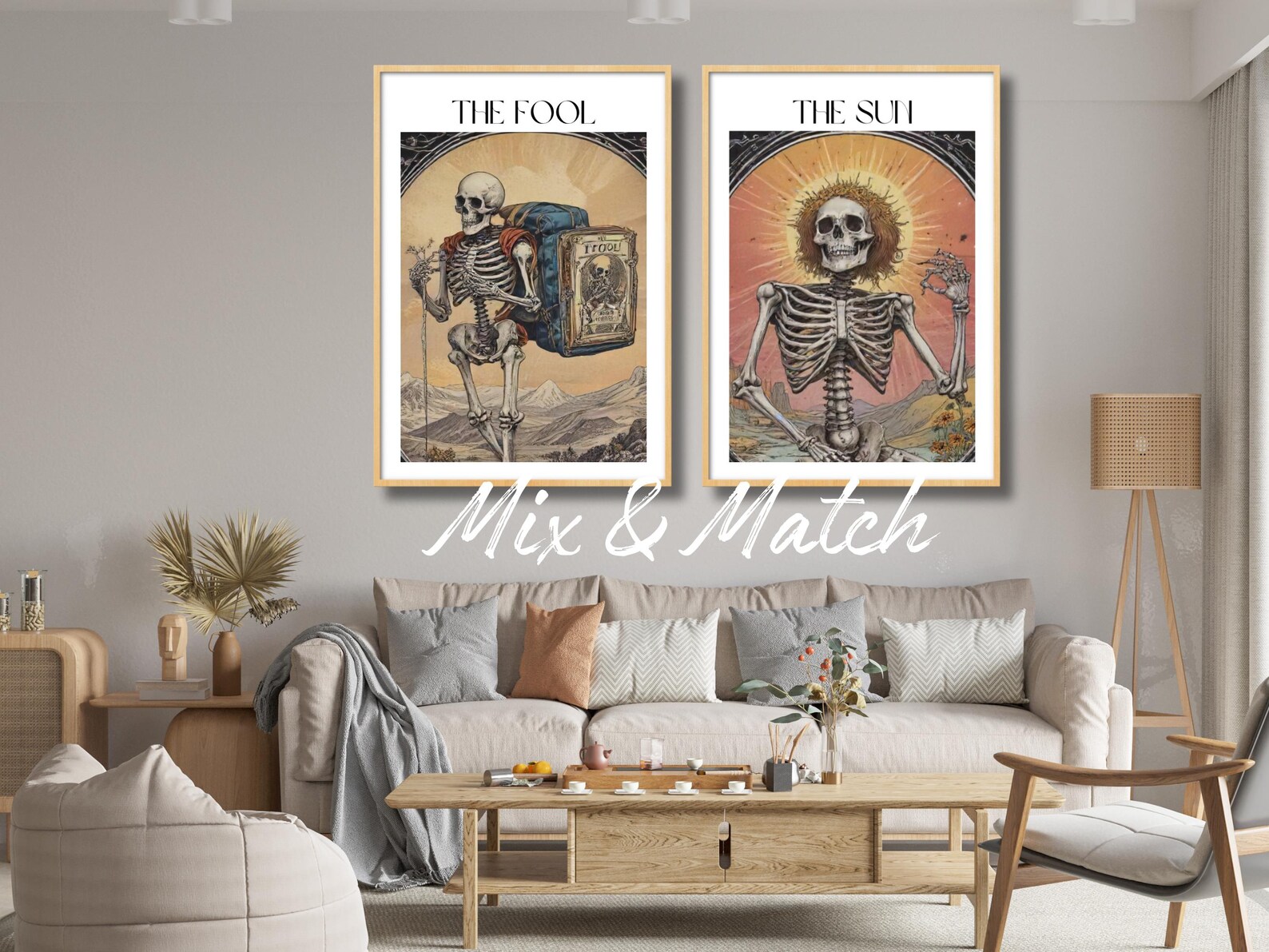 Vintage Skeleton Tarot Card Wall Art, the Fool Art Print, Retro Gothic ...