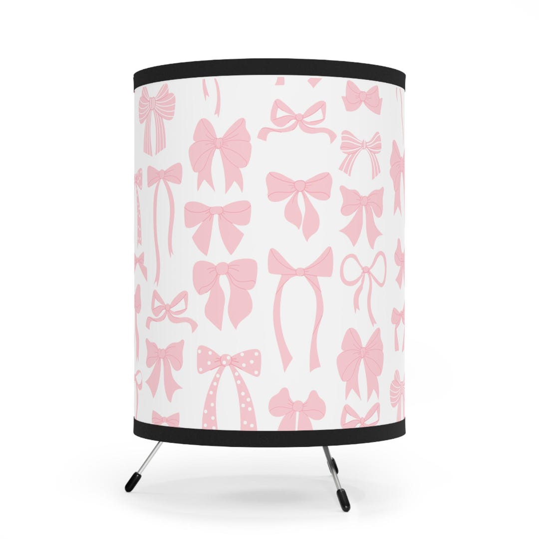 Coquette Bow Tripod Lamp Pink Table Lamp Decor Chic Nursery Girls Room ...