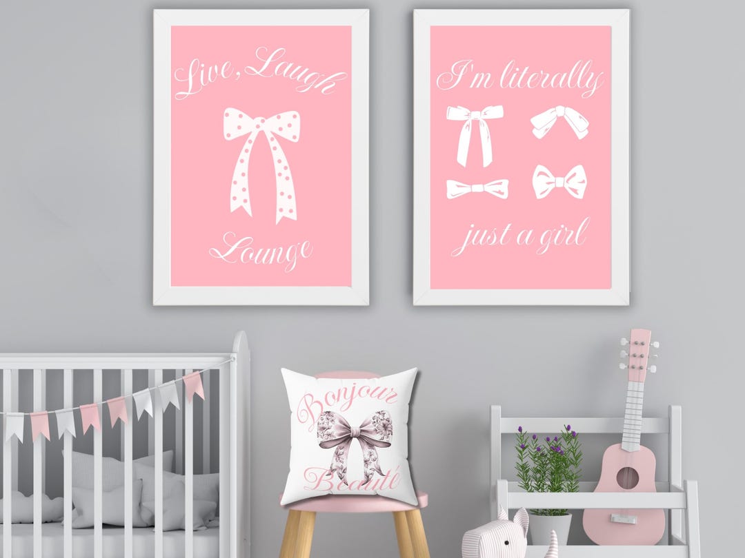 Coquette Bow Wall Art Nursery Decor Matching Home Collection Pink Girl ...