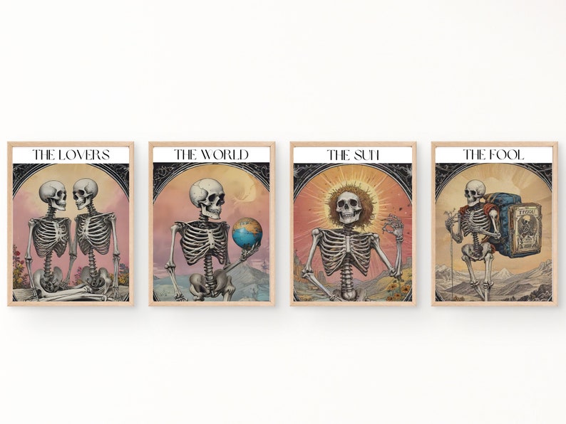 Vintage Skeleton Tarot Card Wall Art, the Fool Art Print, Retro Gothic ...