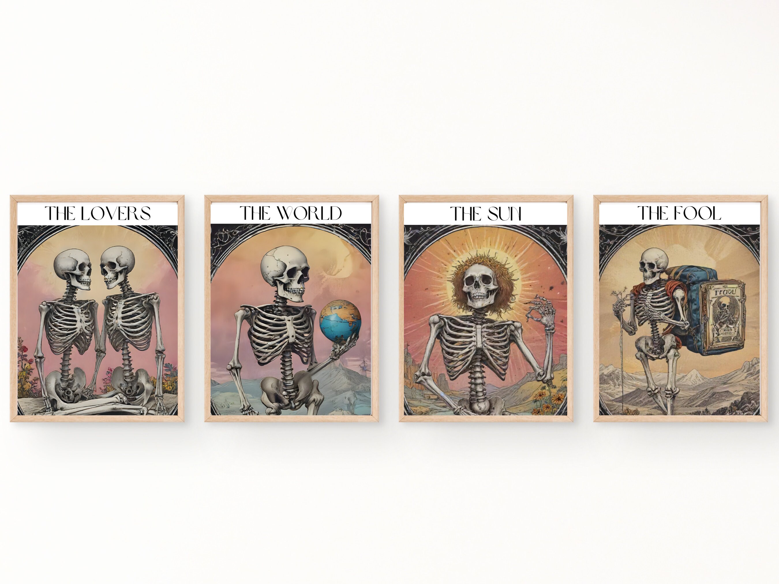 Vintage Skeleton Tarot Card Wall Art, the Fool Art Print, Retro Gothic ...