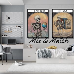 Vintage Skeleton Tarot Card Wall Art, the Fool Art Print, Retro Gothic ...