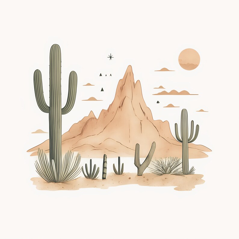 Set of 6 Boho Desert Wall Art Prints, Digital Download, Southwest Decor ...