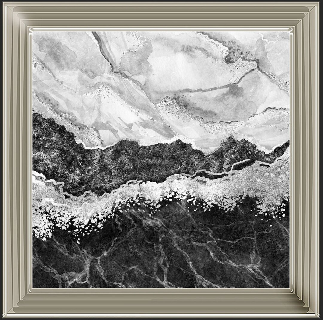 Modern Abstract Black & Grey Frame Champagne Lyon 55X55CM - Etsy