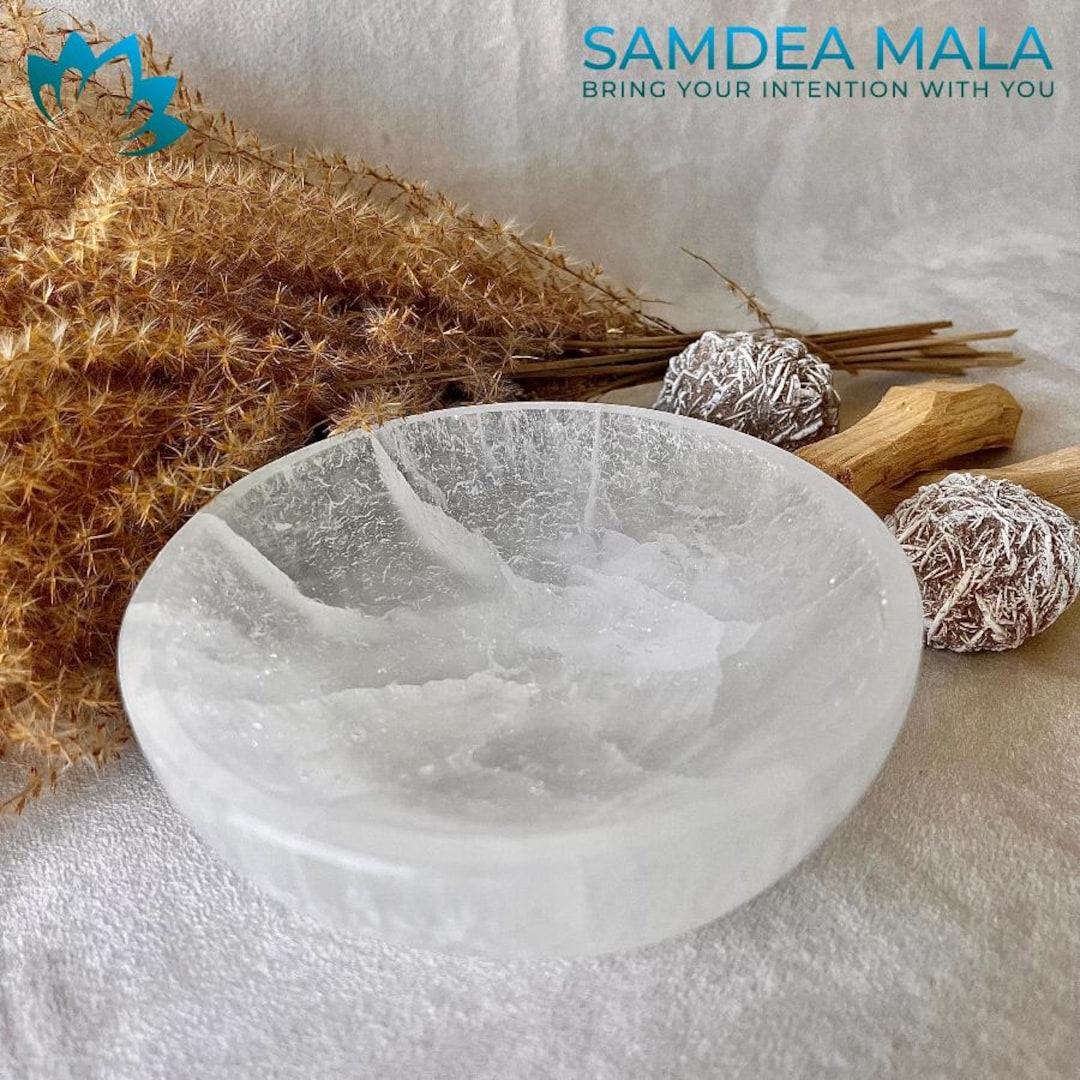 Crystal Cleansing Selenite Bowl – 4" Smudge Dish for Gemstone ...