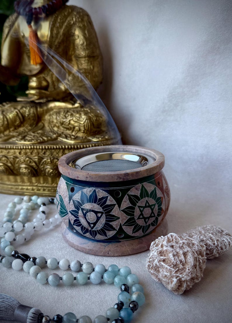 Hand-carved Soapstone 7 Chakras Incense Burner With Metal Sieve - Etsy