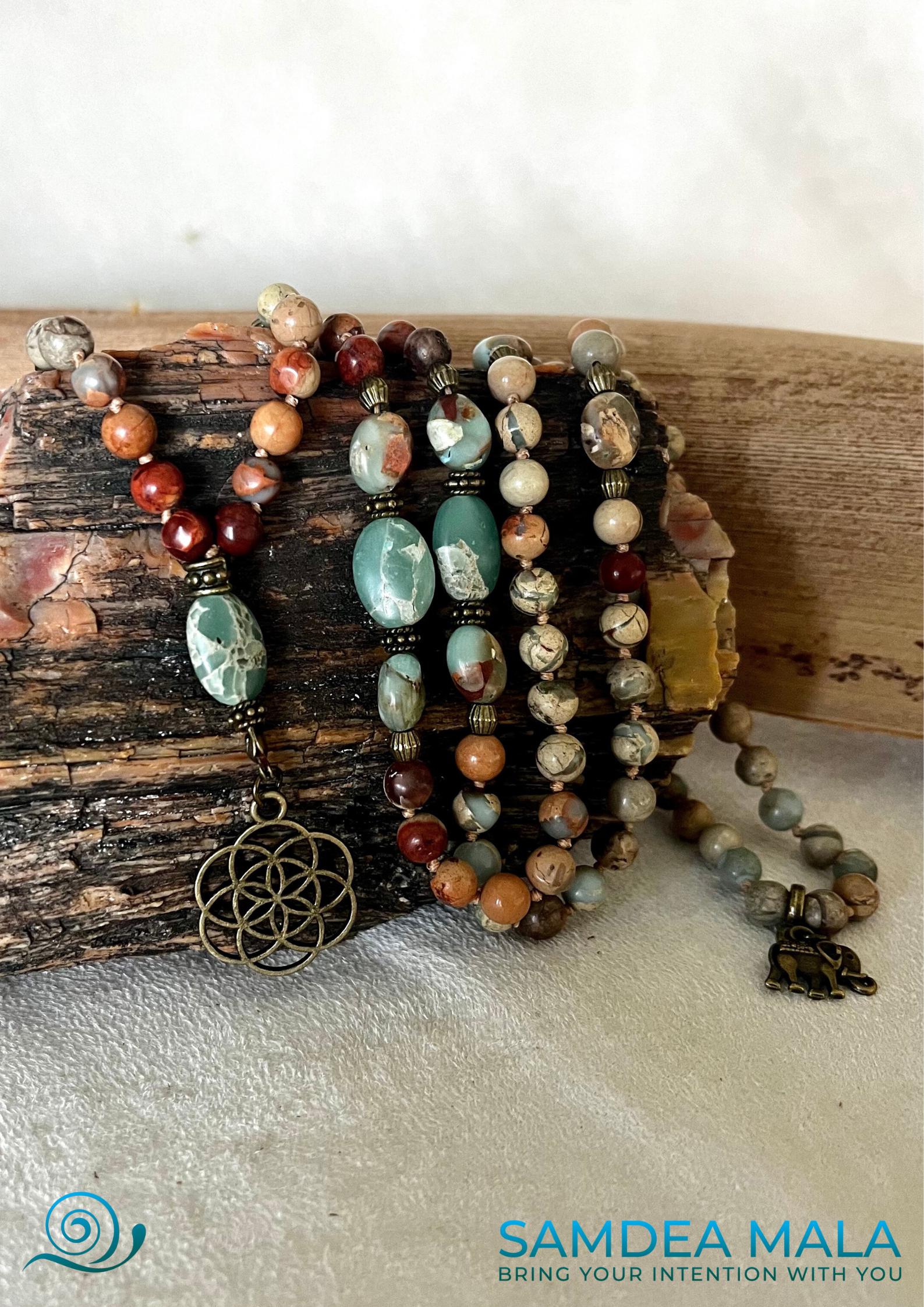 Aqua Terra Jasper Mala: Calming Meditation Beads (6 Mm), Life Seed ...