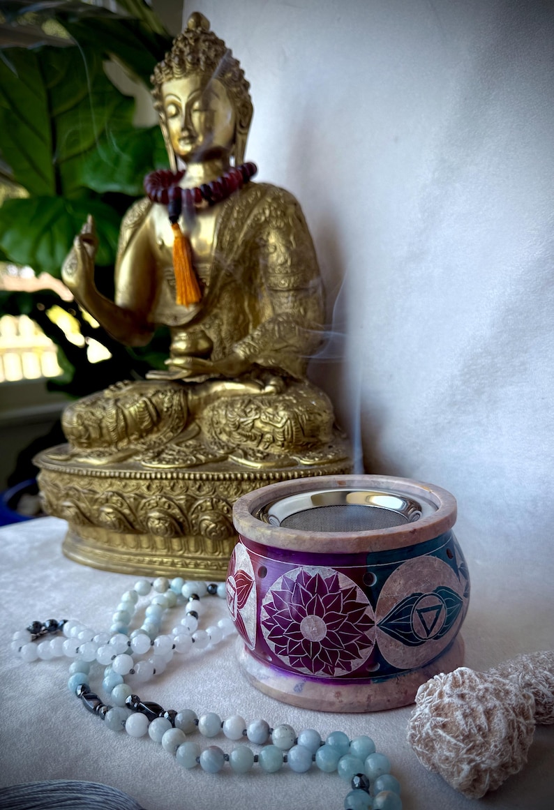Hand-carved Soapstone 7 Chakras Incense Burner With Metal Sieve - Etsy