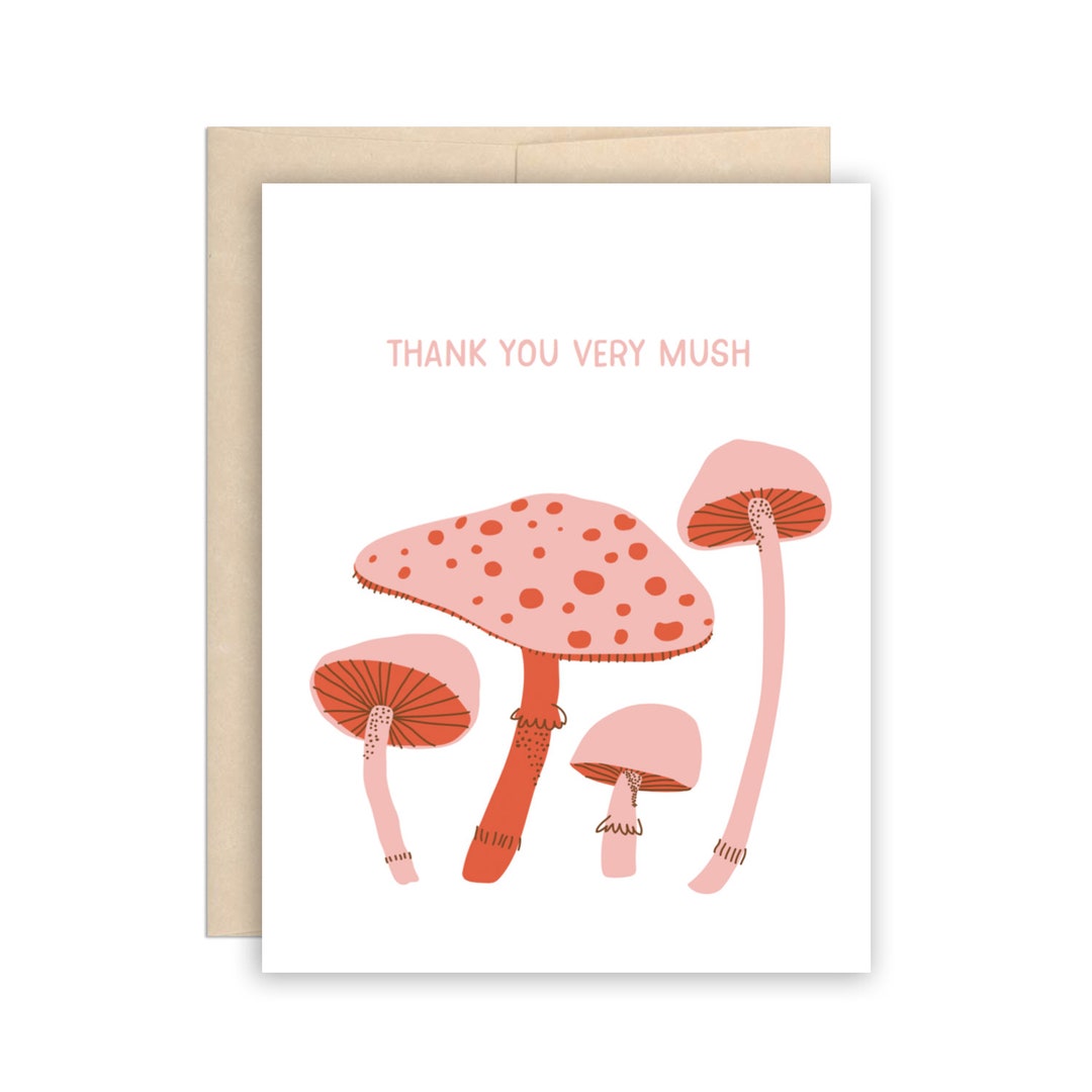 Thank You Very Mushroom Greeting Card - Punny Card, Thanks Card, Thank ...