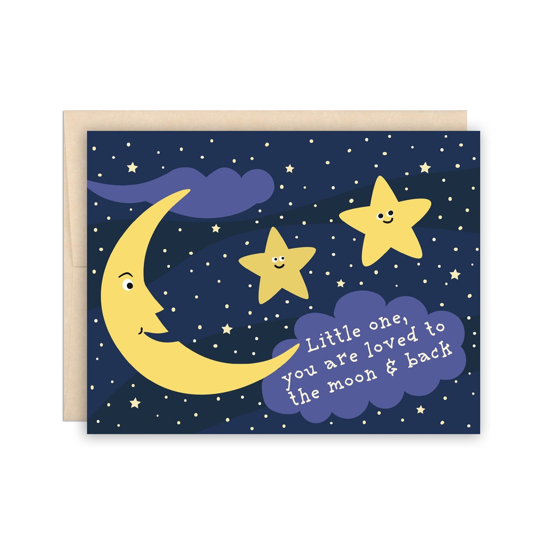 Cute Stars and Moon New Baby Card to the Moon and Back New - Etsy