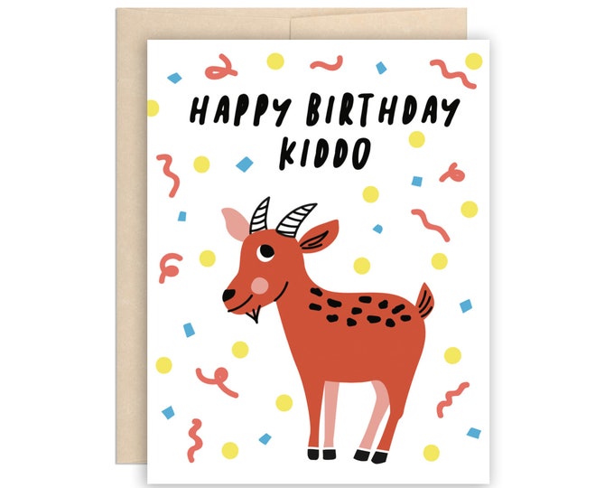Goat Kiddo Birthday Card, Cute Kid Birthday Greeting Card - Etsy
