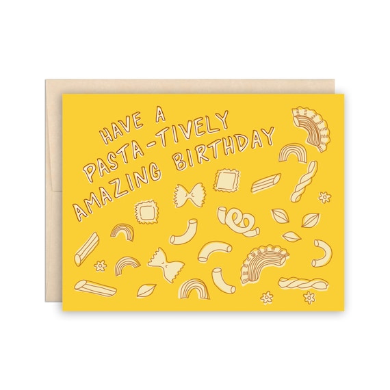Funny Pasta Birthday Card Pasta Shapes Birthday Card Pasta | Etsy