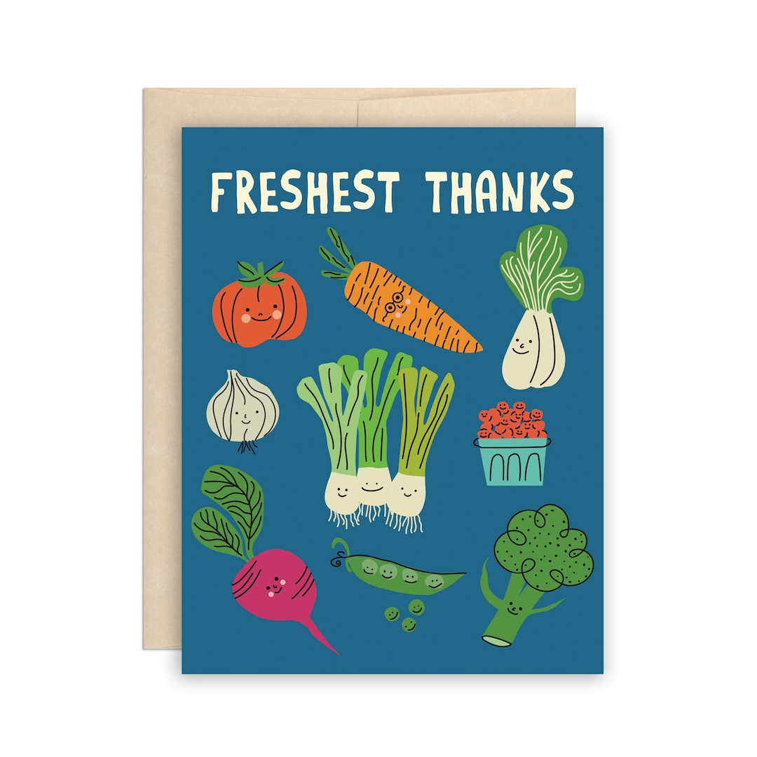 Freshest Thanks Vegetable Greeting Card, Thank You Happy Veggie Faces ...