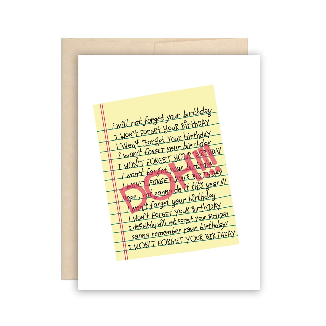 Funny Belated Doh! Birthday Card - Forgot Your Birthday Card - Etsy