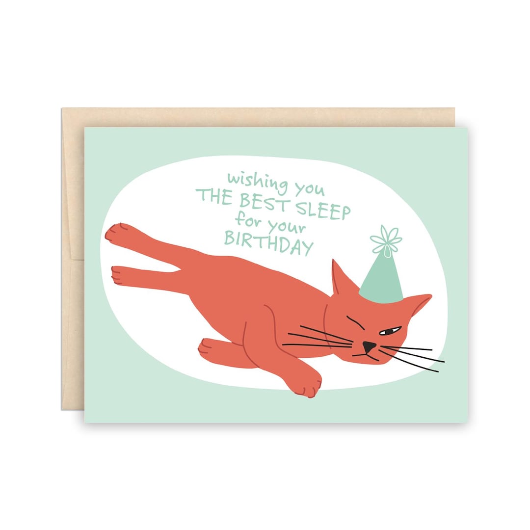 Funny Cat Nap Birthday Card, Need Sleep Birthday Card for Best Friend ...