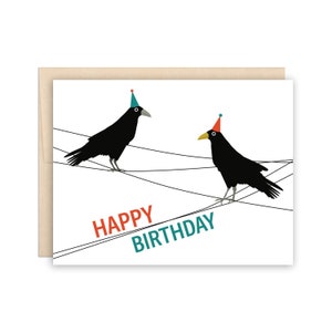 Happy Birthday Crows Card Funny Crow Birthday Greeting Card | Etsy
