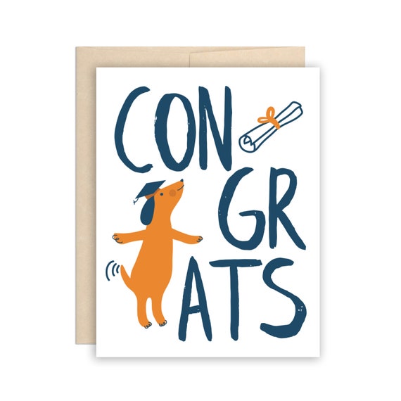 Funny Congrats Dog Diploma Graduation Card Congratulations - Etsy