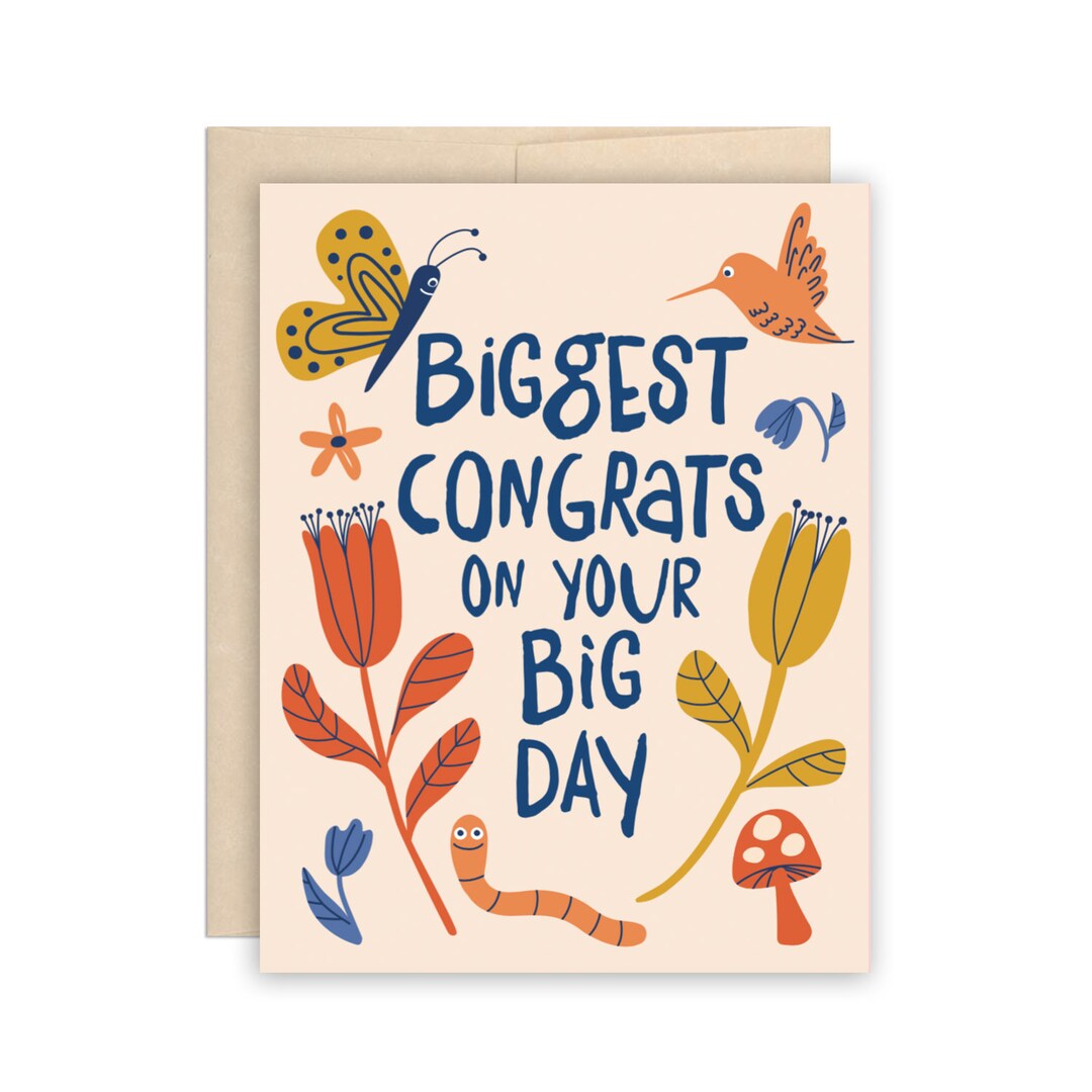 Big Nature Wedding Card, Fun Floral Wedding Congrats, Wedding Wishes ...