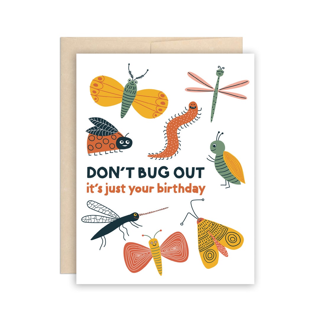Funny Happy Birthday Bug Out Cardcute Bugs Birthday Card - Etsy